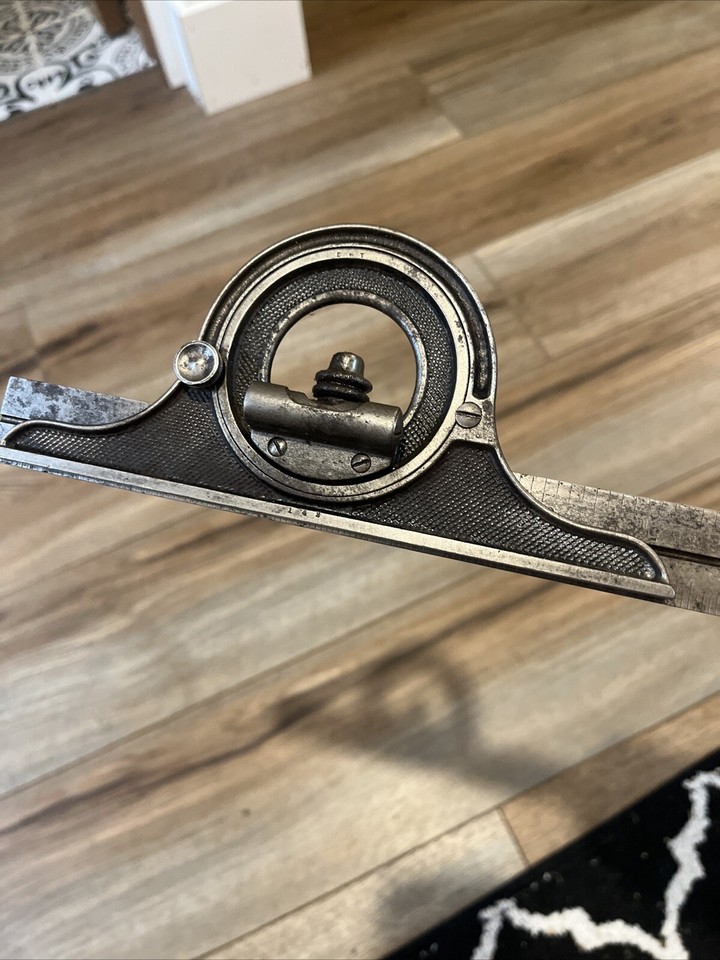 L.S. STARRETT NO. 12 COMBINATION PROTRACTOR SQUARE C/W 12" 4R GRAD ...