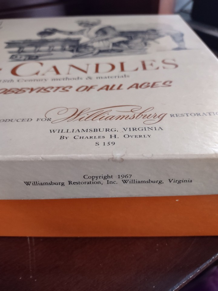 Vintage 1967 Colonial Williamsburg Candle Making Kit Tin Mold Beeswax ...