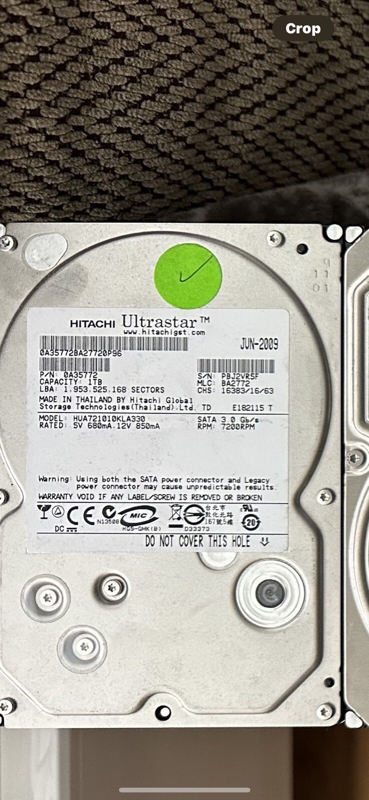Hitachi HUA721010KLA330 SATA 1TB 3.5 HHD | eBay