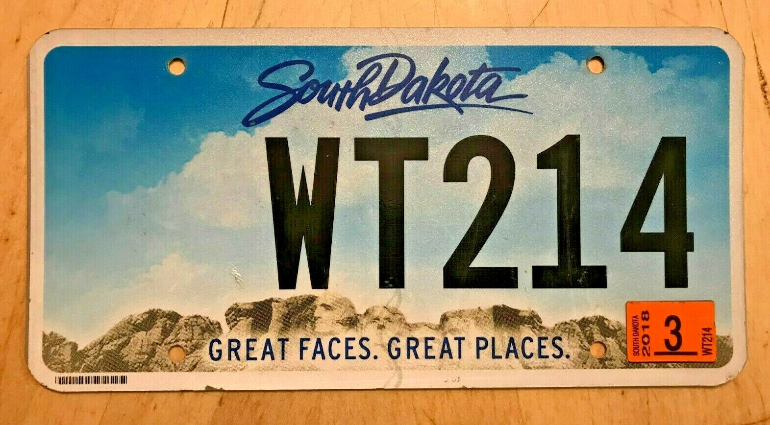 SOUTH DAKOTA OPTIONAL GRAPHIC ORGANIZATIONAL AUTO LICENSE PLATE " WT ...
