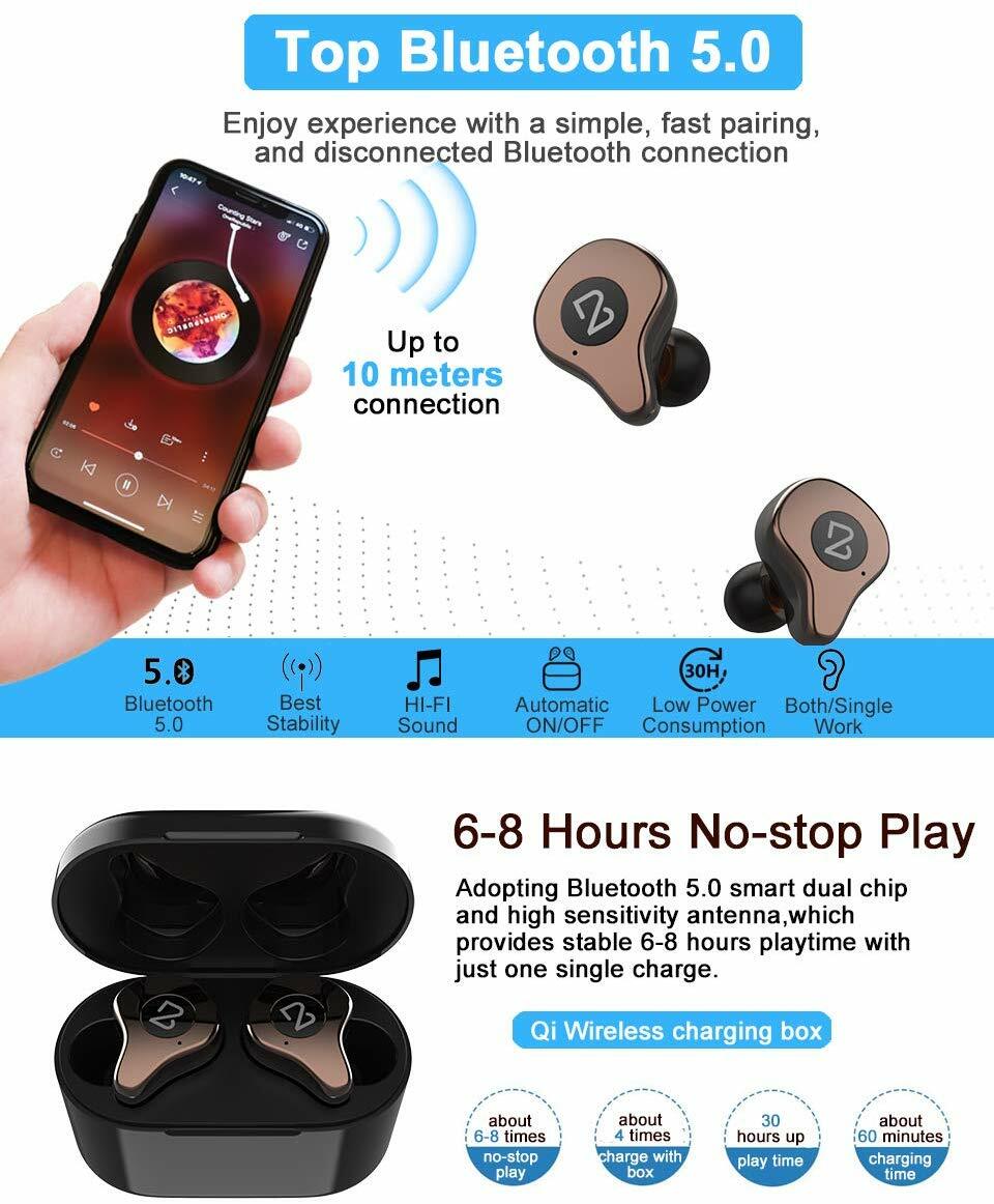 True Wireless Bluetooth Headphones-Wireless Earphones Bluetooth Earbuds ...