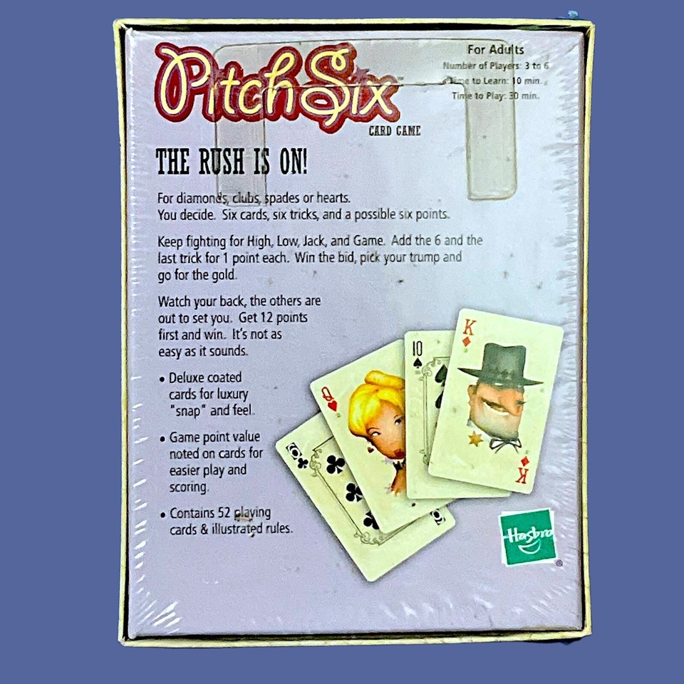 Vtg Pitch Six Card Game from Parker Brothers Hasbro 2002 SEALED New Old ...