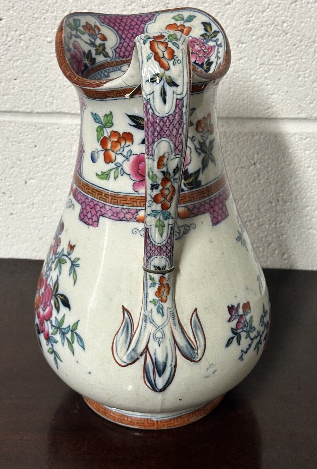 Gorgeous Large Antique Ceramic Hand Painted Floral Jug Vase (A/F) | eBay UK