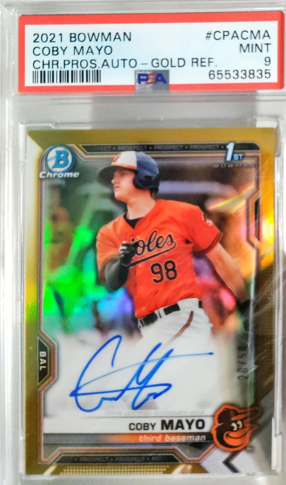 2021 Bowman - Chrome Prospects Autographs Coby Mayo #CPA-CMA Gold ...