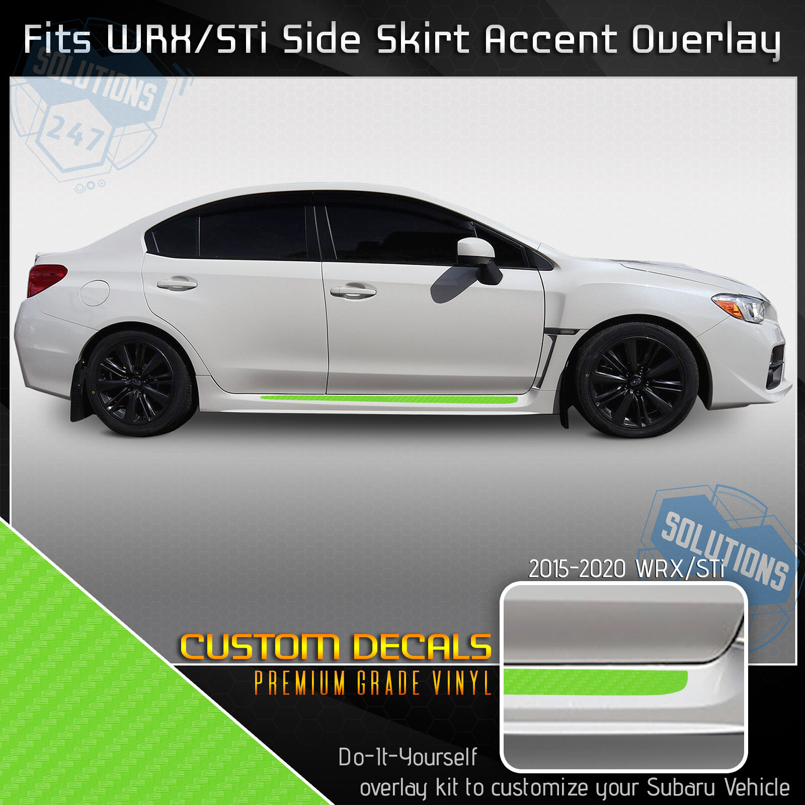 For 2015-2020 Subaru WRX STI Door Side Skirt Stripes Decals - Matte ...