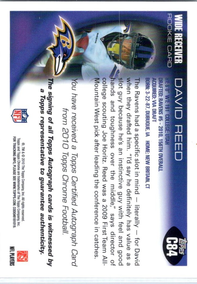 2010 Topps Chrome #C84 David Reed Rookie Autographs | eBay