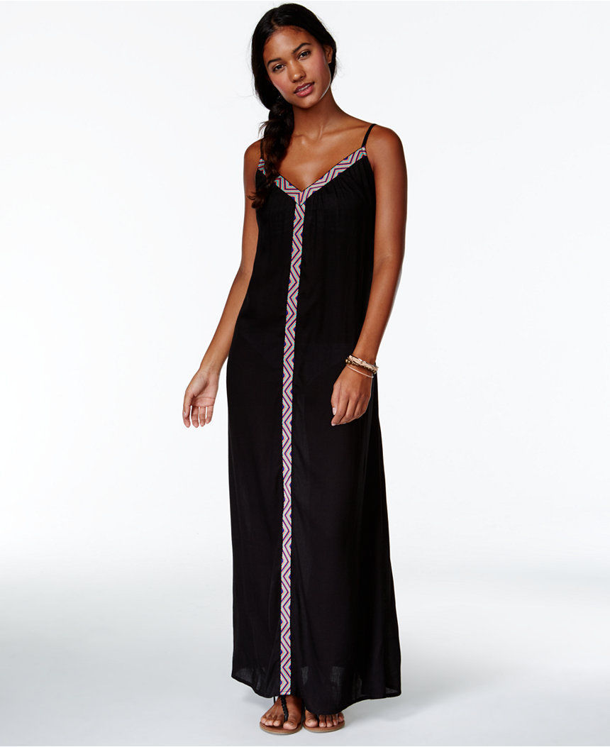 NWT Raviya Swim Swimsuit Cover Up Embroidered Maxi Dress Black Size L ...