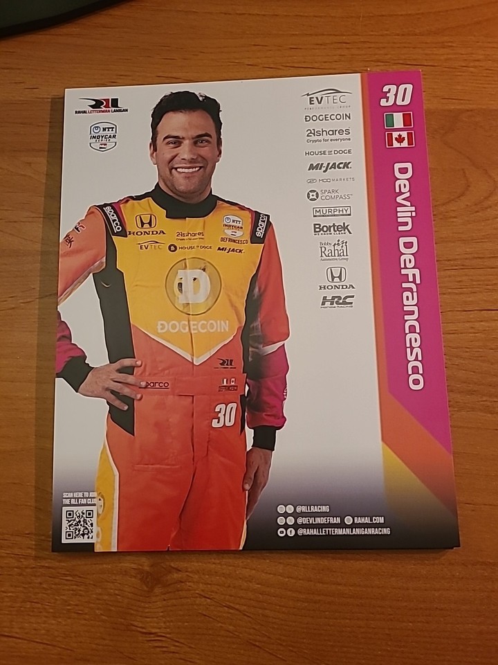 2025 IndyCar Devlin DeFrancesco Indy 500 DogeCoin Hero Card | eBay
