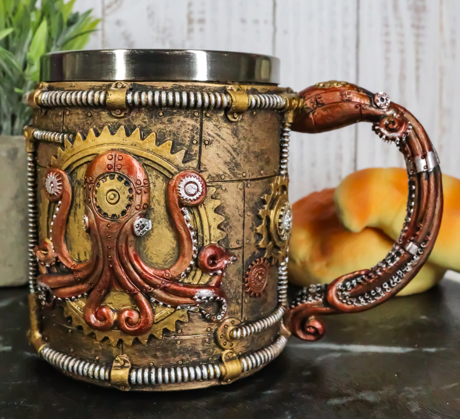 Ebros Steampunk Kraken Octopus Cyborg Drinking Mug Cup 6"W 14 Ounce ...