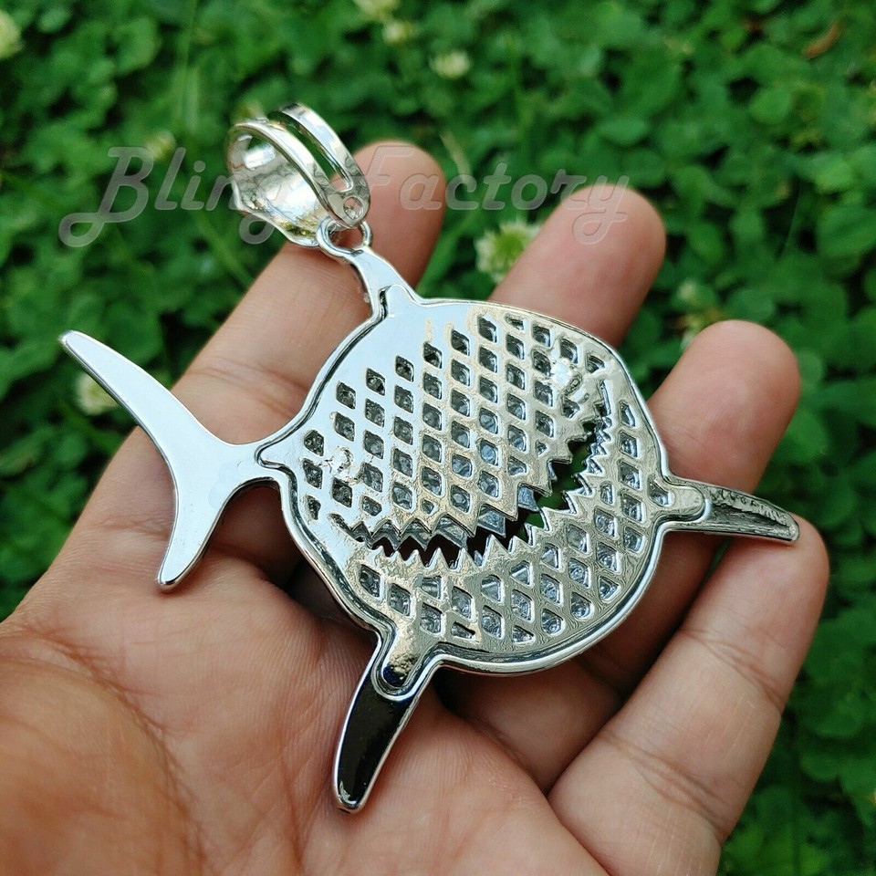 6ix9ine Large Shark Pendant 18" Franco & Iced Cuban Chain Hip Hop ...