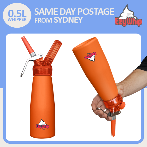 EZYWHIP PRO WHIPPED CREAM DISPENSER 0.5L ORANGE WHIPPER CHARGERS BULBS ...