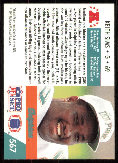 1991 Pro Set - #567 Keith Sims for sale online | eBay