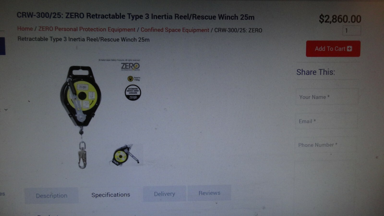 CRW-300/25 Retractable Type 3 Inertia Reel/Rescue Winch 25m | eBay