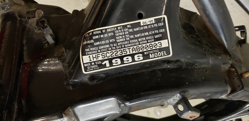 1991-2000 HONDA GOLDWING GL1500 MAIN FRAME / CHASSIS - 1996 - GOOD TO ...