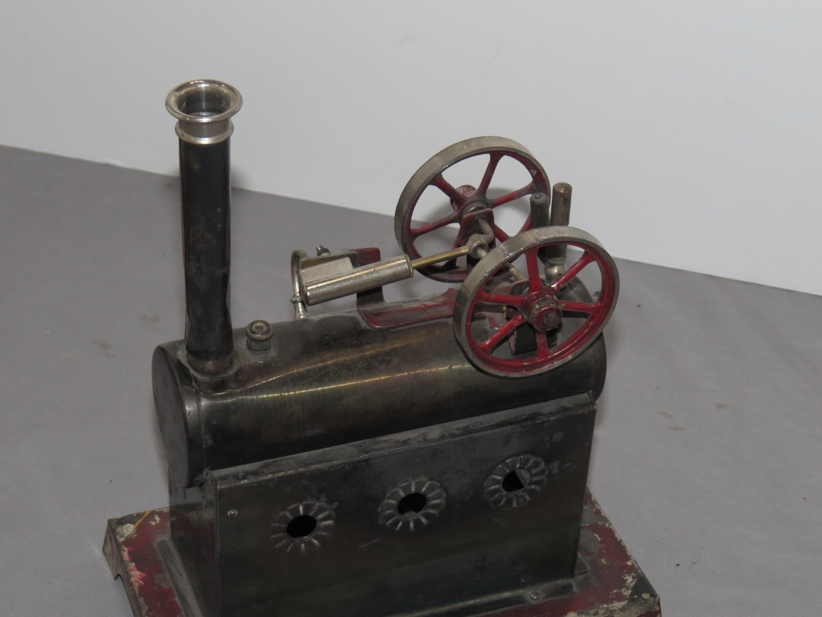 Vintage Josef Falk Live Steam Engine Twin Flywheel Toy original paint ...