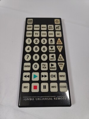 Jumbo Universal Remote Control TV VCR SAT DVD CABLE | eBay