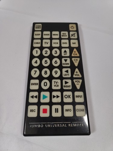 Jumbo Universal Remote Control TV VCR SAT DVD CABLE | eBay