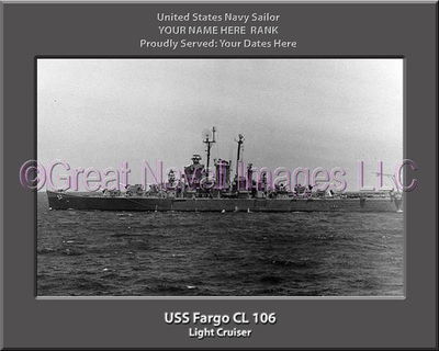 USS Fargo CL 106 Personalized Canvas Ship Photo Print Navy Veteran Gift ...