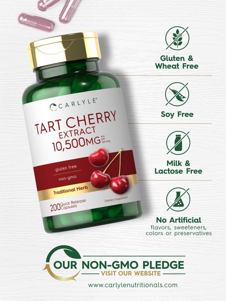 Tart Cherry Capsules 10,500mg | 200 Pills | Max Potency Extract | by ...
