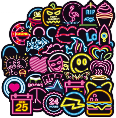 100PCS Neon Sign Stickers Bomb Graffiti Decal Pack Laptop Car Luggage ...
