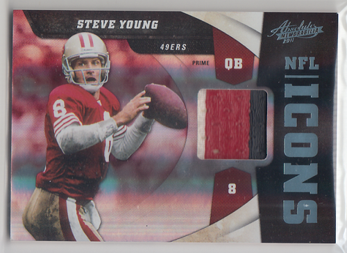 2011 Absolute NFL Icons Game-Worn Patch Steve Young 25/25 1/1 BYU Bucs ...