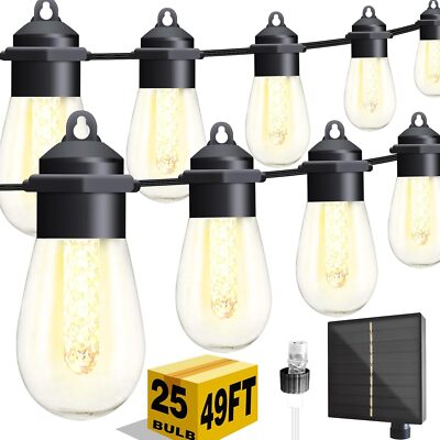 aurora-Xiong Solar String Light S14 Bulb Outdoor 49.2ft 8 Modes ...