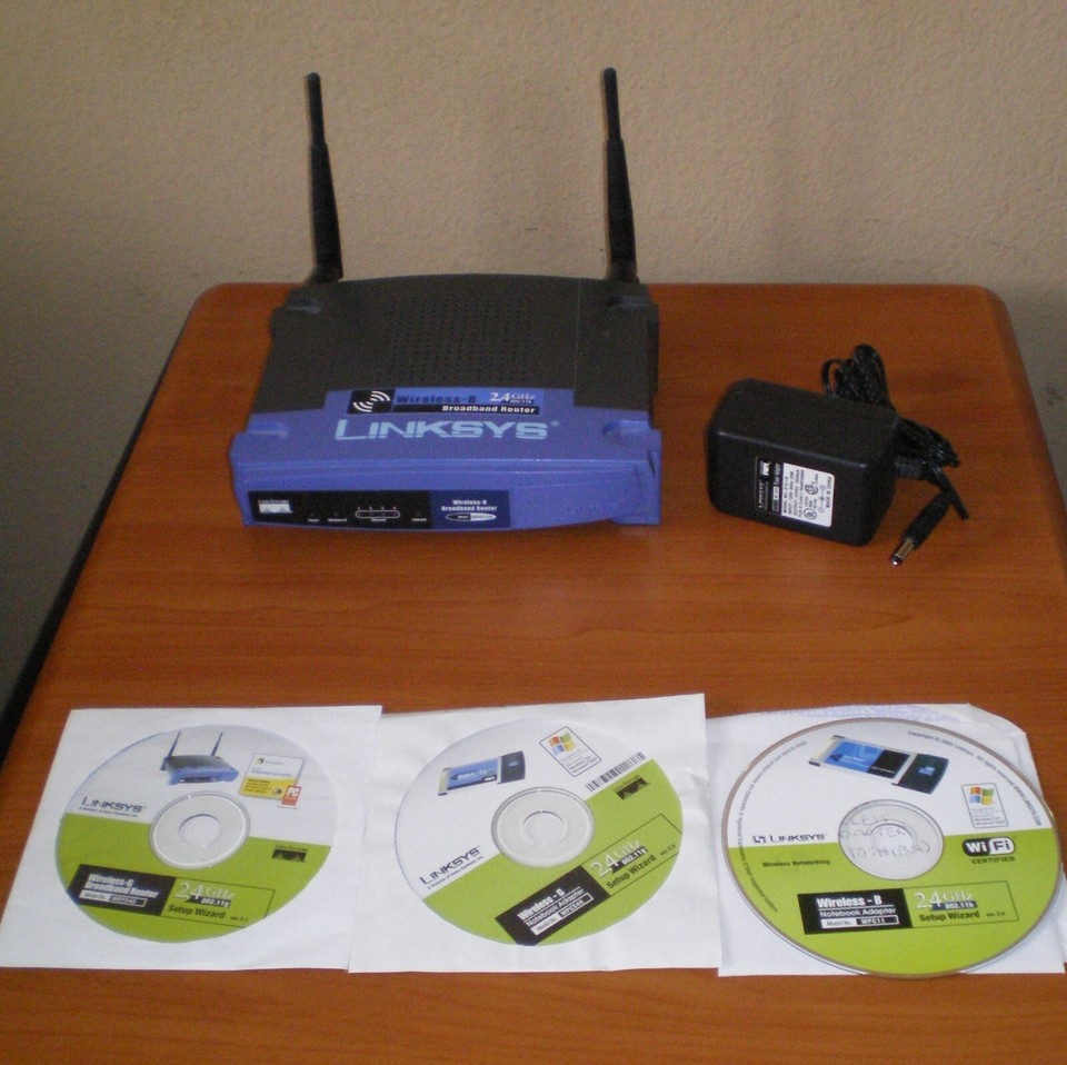 Linksys BEFW11S4 Wireless-B Broadband Router 2.4GHz (802.11b) 4 Port Adapter CDs | eBay
