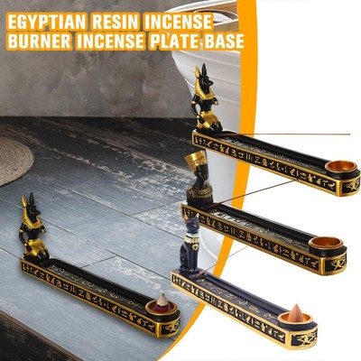 Egyptian Resin Incense Burner with Cleopatra Figurine Base Cone and ...