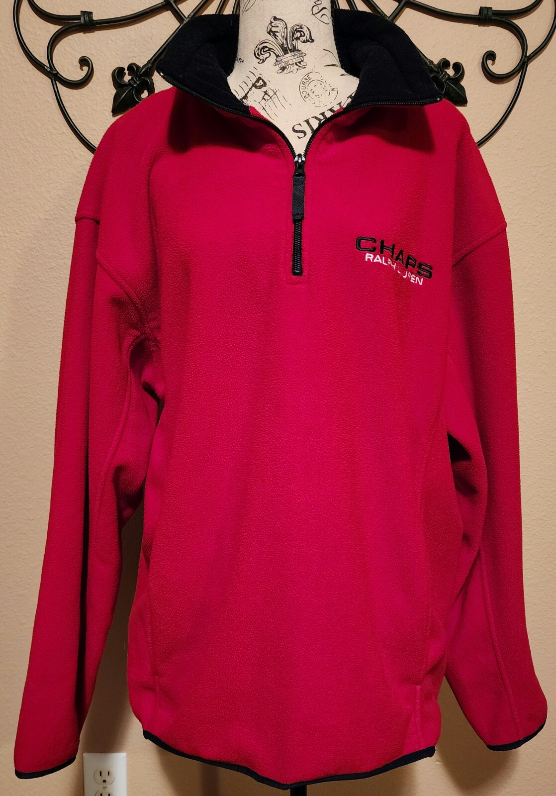 Vintage Chaps Logo Ralph Lauren Fleece 1/4 Zip Mens S… - Gem