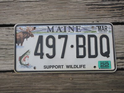 2022 Maine Support Wildlife License Plate Moose Trout Wildlife ME ...