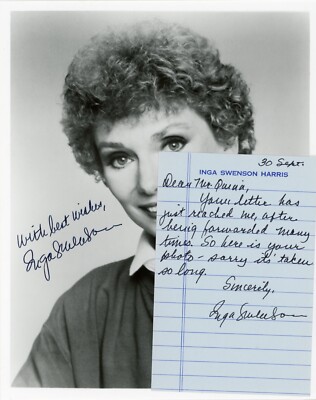 Inga Swenson- Signed Photograph & Handwritten Note | eBay