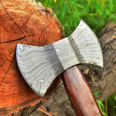 HANDMADE DAMASCUS STEEL TOMAHAWK HATCHET AXE INTEGRAL DOUBLE Head X501 ...