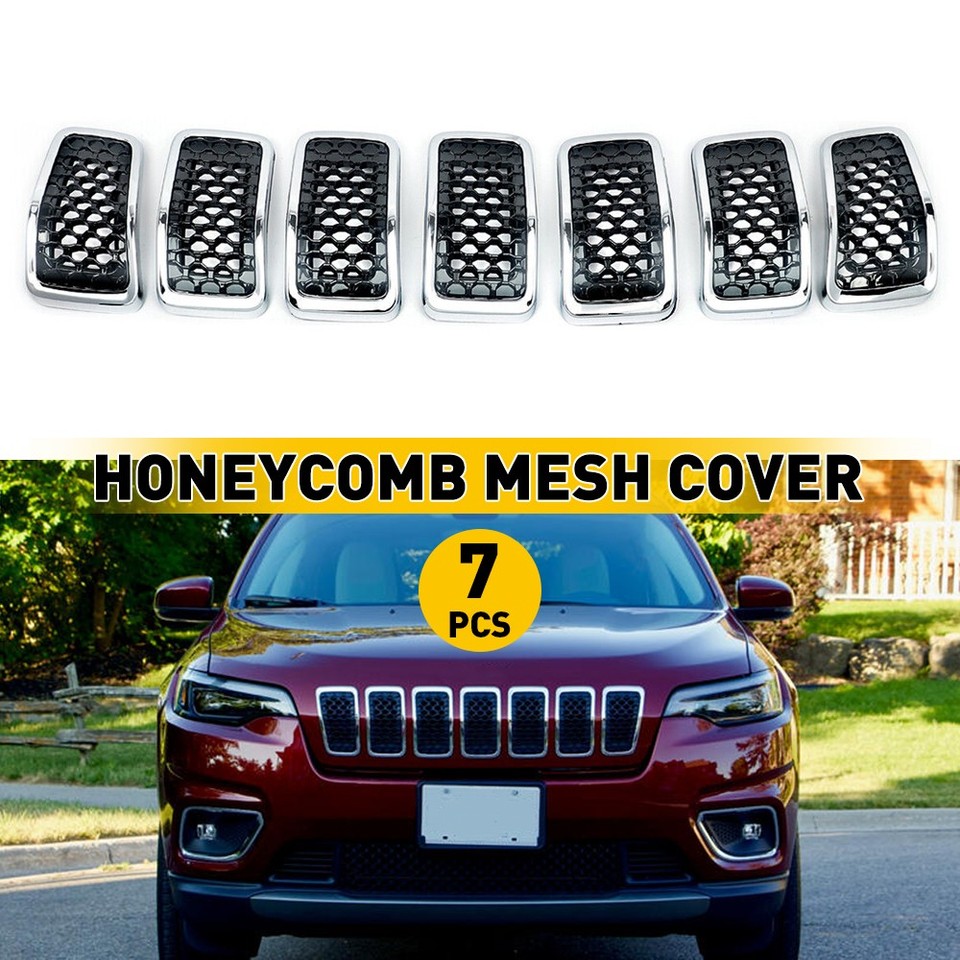 For Jeep Cherokee 2019-2022 Chrome Mesh Honeycomb Front Grille Inserts ...