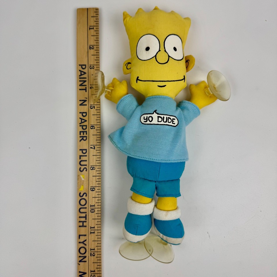 Vintage 1990 Bart Simpson Yo Dude Plush Suction Cup Window Clinger Dan ...