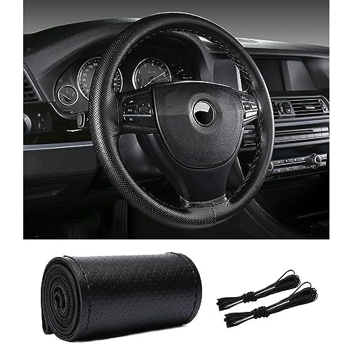 Car Stitch Steering Wheel Cover,Leather Steering Wheel Wrap with Needle ...