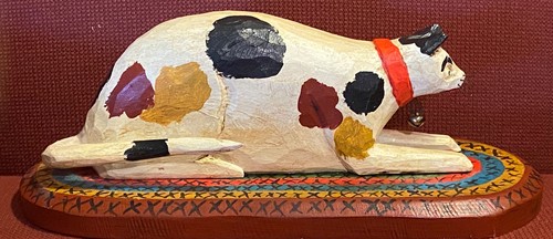 "Spotted Cat on Rug" American Folk Art Sculpture by Daniel Strawser ...