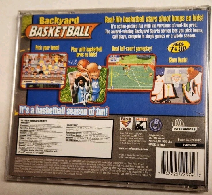 Backyard Basketball PC CD-Rom 2001 Windows Mac Humongous Sports Kids ...