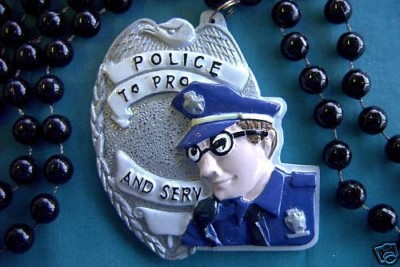 POLICE "TO PROTECT and SERVE" BADGE MARDI GRAS NECKLACE BEAD COP ...