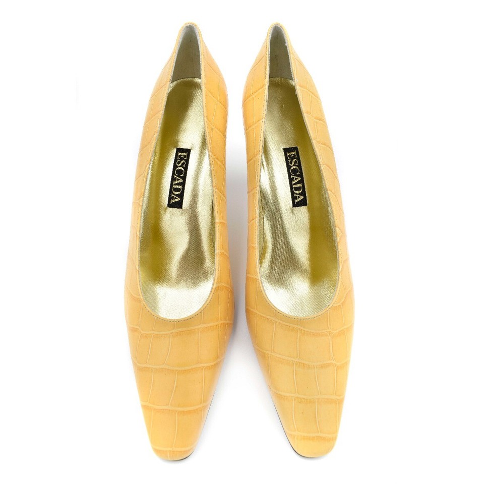 New $250 Escada Melon Orange Croc Embossed Leather High Heels Pumps ...