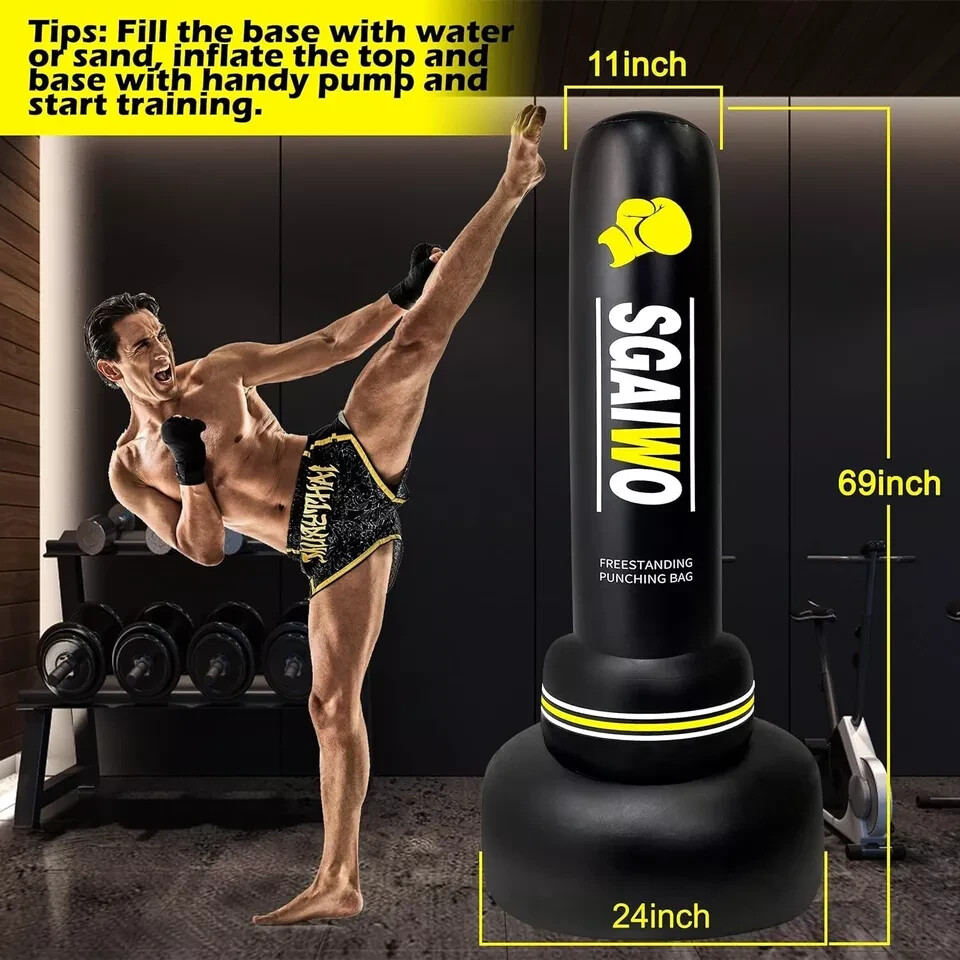 Heavy Punching Bag Boxing Free Standing Fitness MMA Fitness Training ...