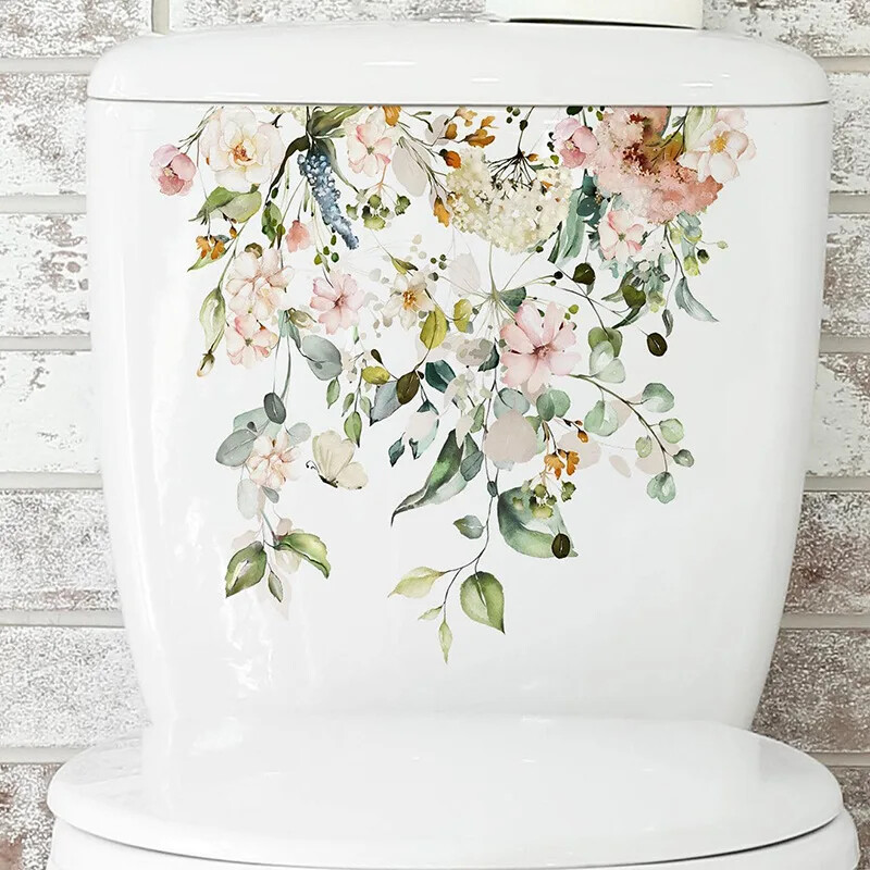 New Green Plant Leaves Bathroom Toilet Sticker Designs WC Closes tool ...