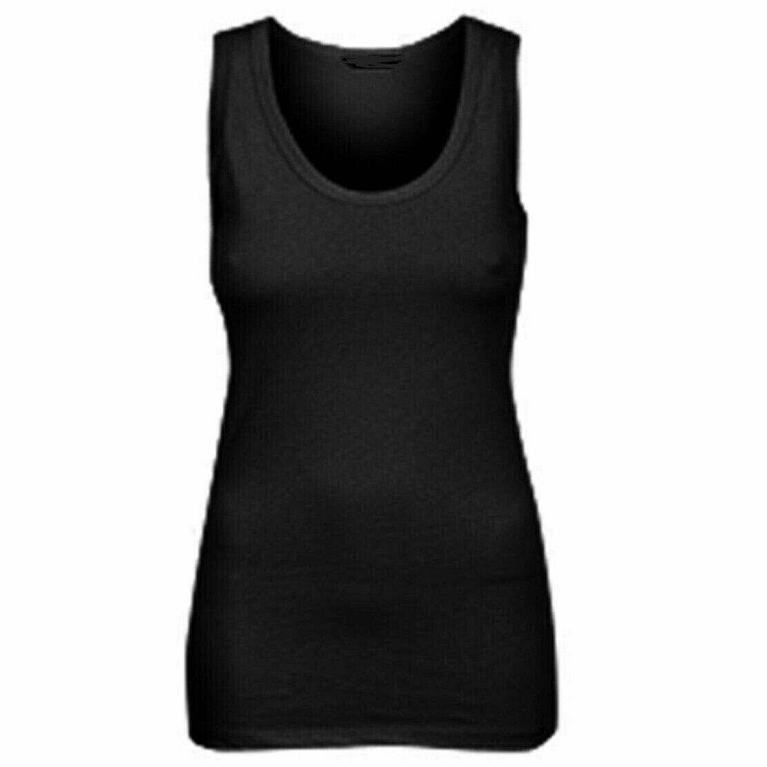 PLAIN RIB TOP STRETCHY WOMEN SUMMER RIBBED VEST T- SHIRT PLUS SIZES 8 ...