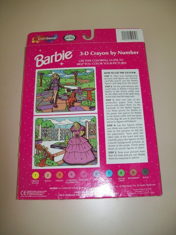 Barbie 3-D Crayon by Number - Includes Crayons - Art Drawing Ages 6 ...