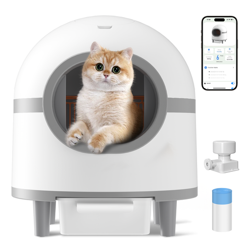 KIKGUZ Self Cleaning Electric Cat Litter Box Robot Odor Removal 80L ...