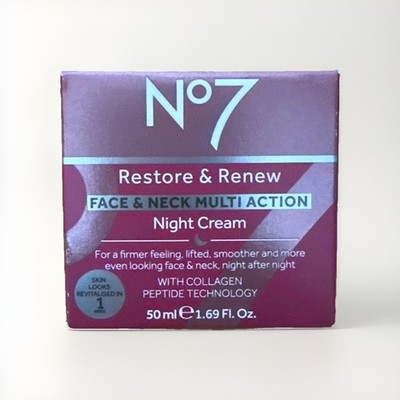 No7 Restore and Renew Face Neck Multi Action Night Cream 50ml 100% ...