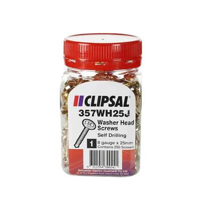 Clipsal Screws Washer Head Self Drilling 8x25mm Jar of 200 357WH25J ...