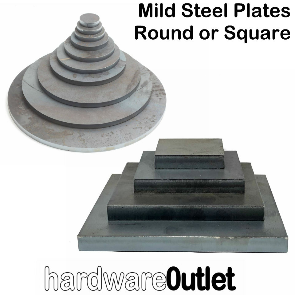 MILD STEEL SQUARE or ROUND Disc Plate Sheet Metal Laser Cut Washer ...