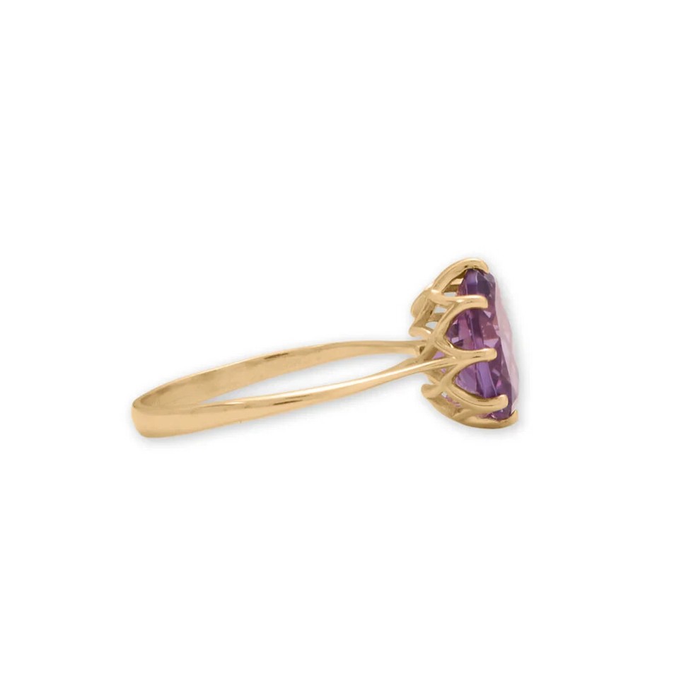 14K Gold Precision Cut Amethyst Ring,10x8mm Stone,Open Work Setting ...