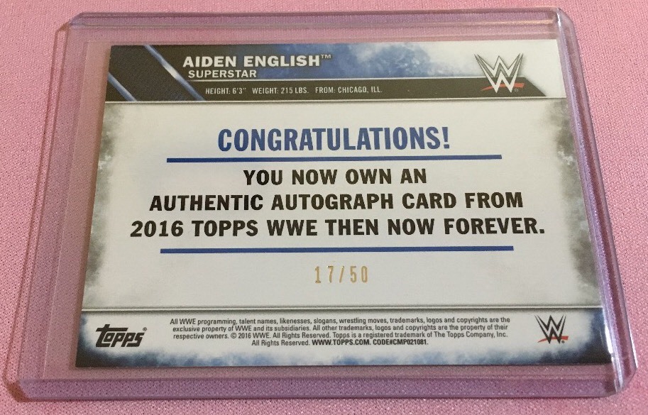 AIDEN ENGLISH AUTOGRAPH [17/50] WWE 2016 Then Now Forever *HOT* | eBay
