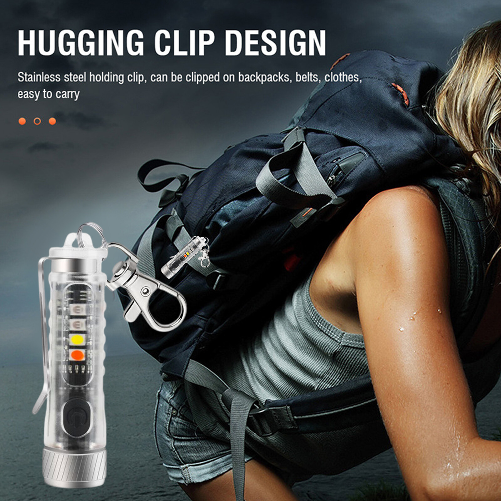 Mini Keychain Flashlights Red Light SOS USB Type-C Charging (Transparent White | eBay